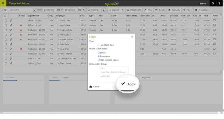 How to easily see which employees have exceptions in their time cards ...