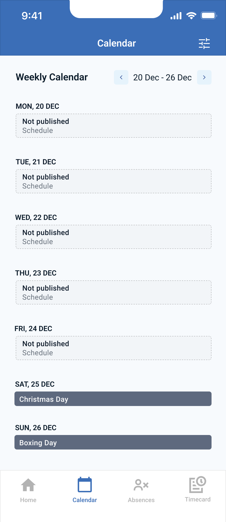 ESS (App) Viewing your calendar – Synerion Agile Help