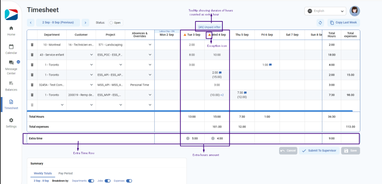 ESS Timesheet: Extra Time – Synerion Agile Help