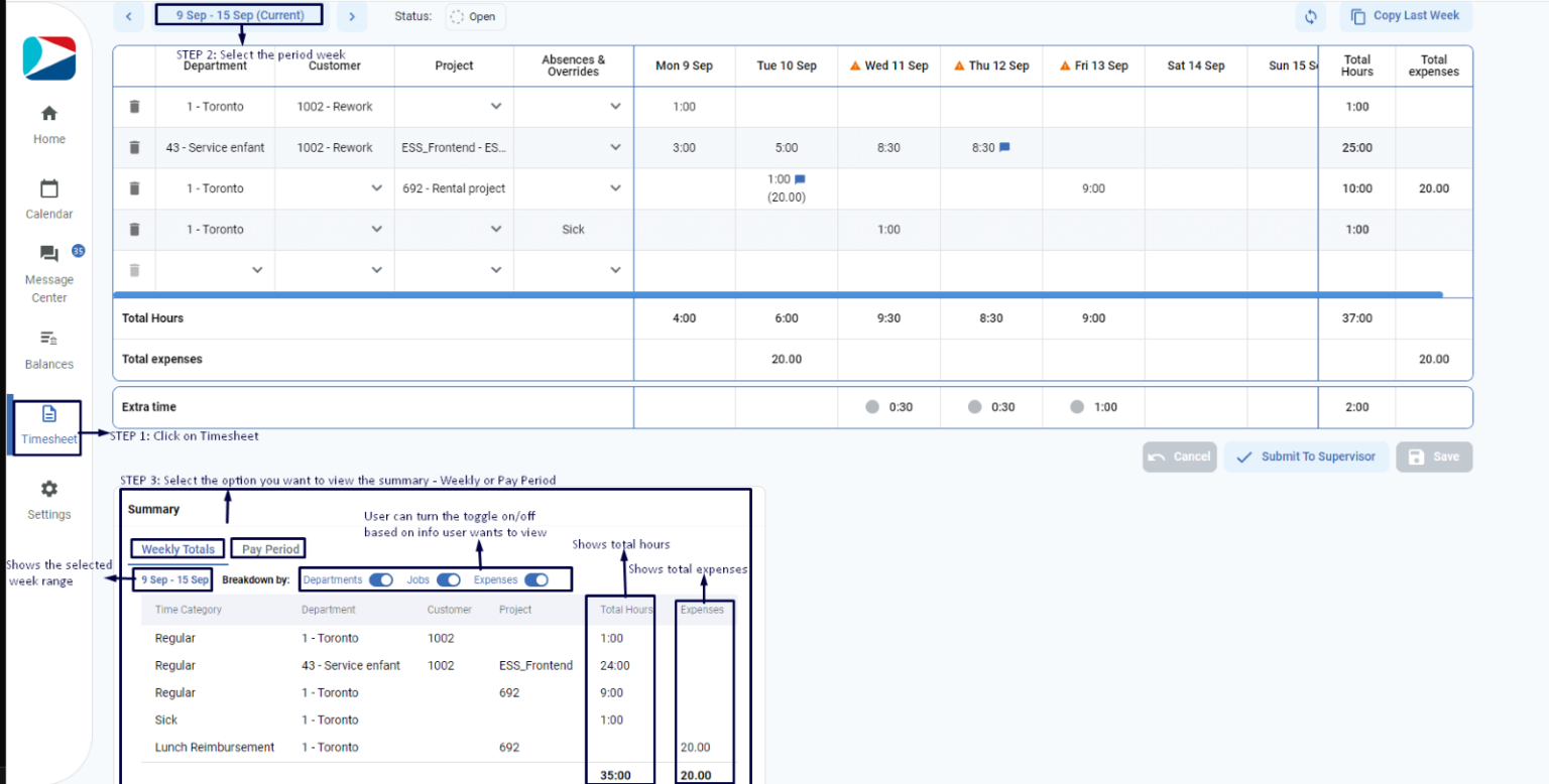 ESS Timesheet: Summary – Synerion Agile Help