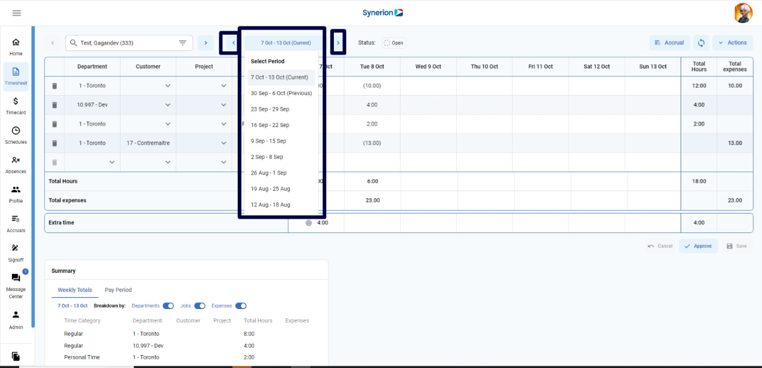 MSS Timesheet Overview – Synerion Agile Help