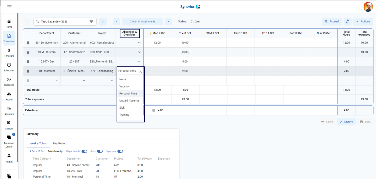 MSS Timesheet_Absences – Synerion Agile Help