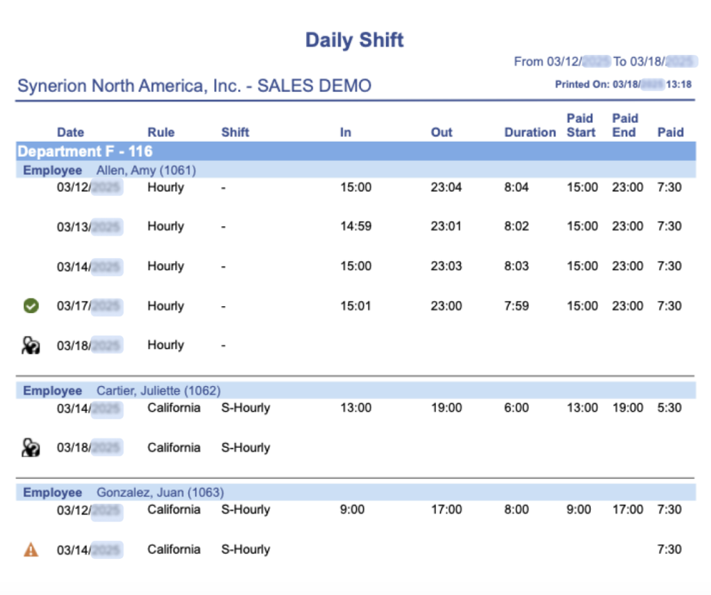 Agile Report Description – Synerion Agile Help