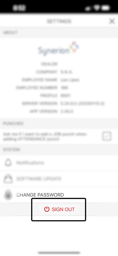 Logging Out and Logging in the Mobile App – Synerion Enterprise Help